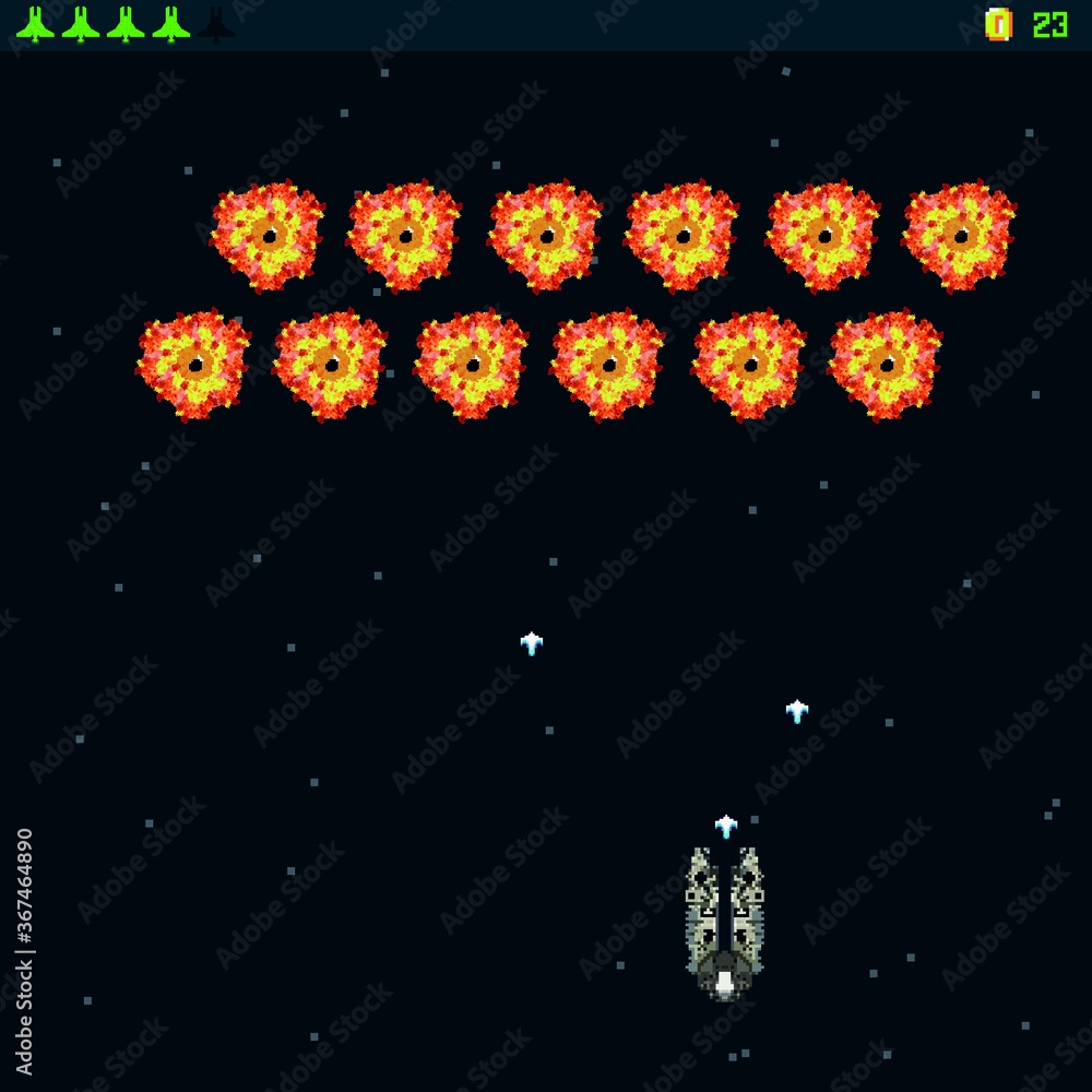 Arcade Retro video game, 8 bit, arcade warships, shooting, map ...