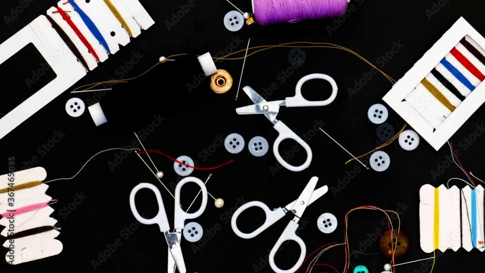 Stop motion background animation with sew tools for hand sewing Stock ...