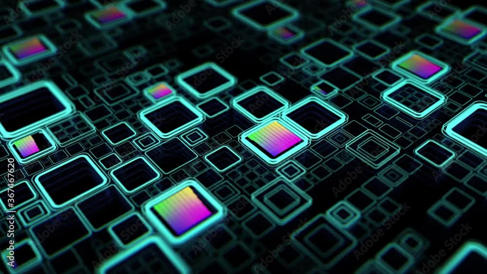 Colorful 3d abstract render with detailed elements. Technology and data ...