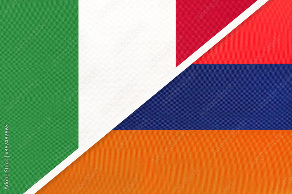 Italy and Armenia, symbol of two national flags from textile ...