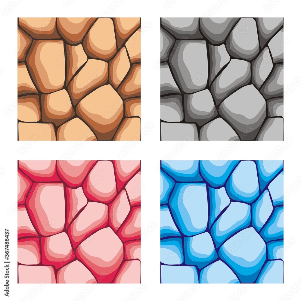 set of pattern for game background, vector stone and wall background ...