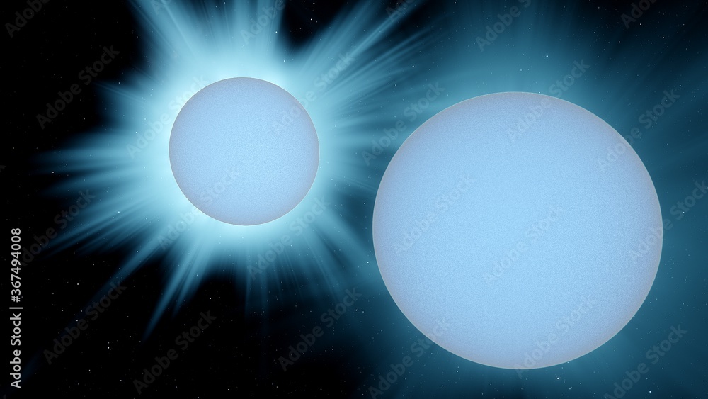 sun in space, close look at a star in space, red dwarf, blue star ...