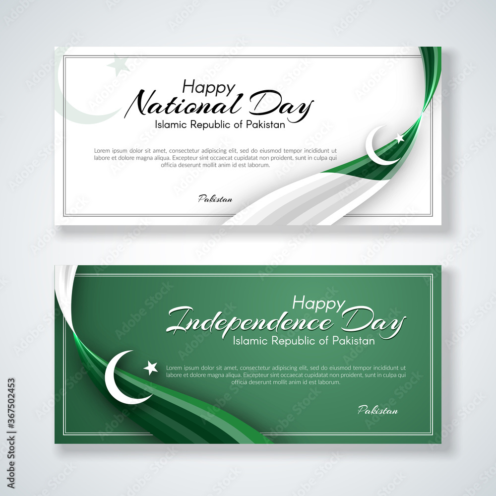 Pakistan flag theme Card with wavy ribbon colors of the national flag ...