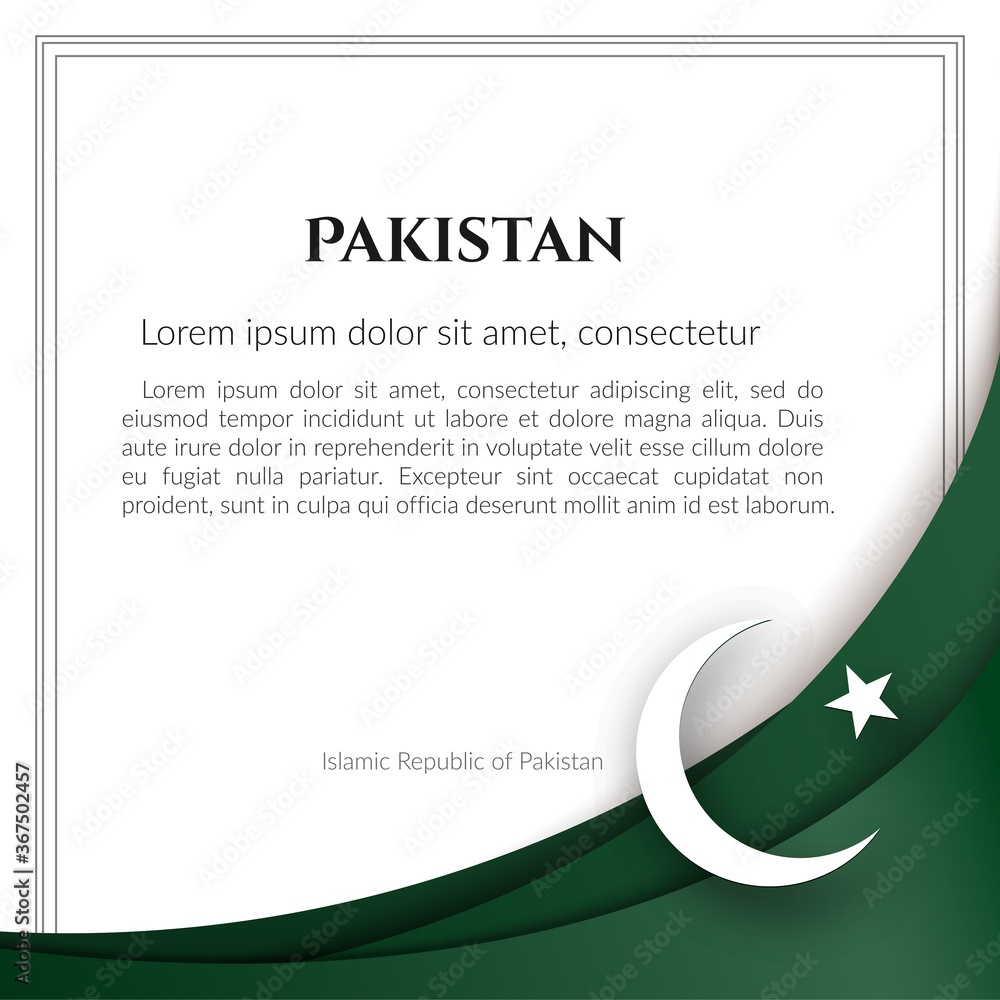 Islamic Republic of Pakistan flag theme Card with waveform ribbon color ...