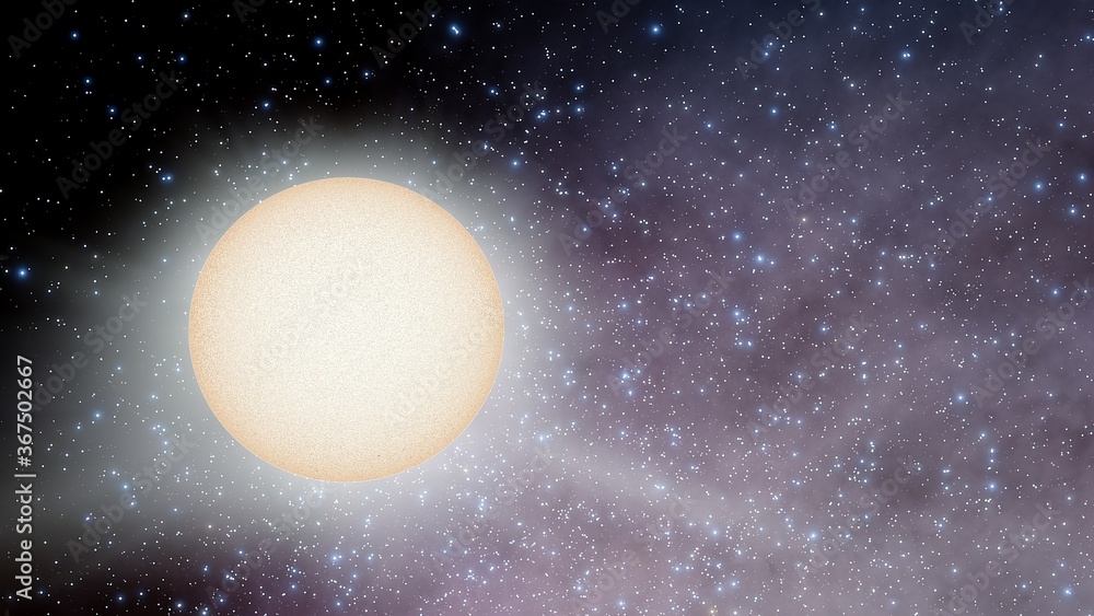sun in space, close look at a star in space, red dwarf, blue star ...