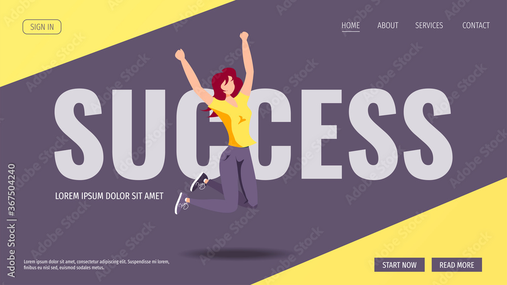 Woman jumping with happiness. Success, Winner, Victoty, Goal ...