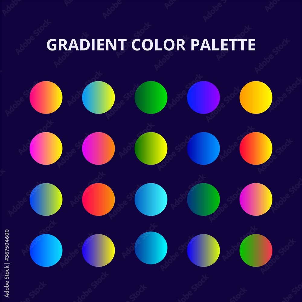 Gradient Vibrant gradient color palette vector colorful swatches Stock ...