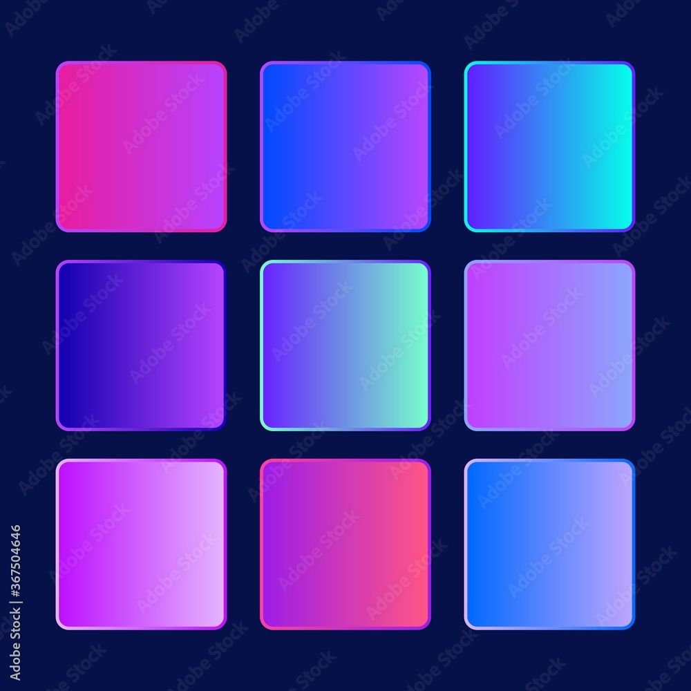 Gradient trendy vibrant gradient pink purple blue color palette vector ...