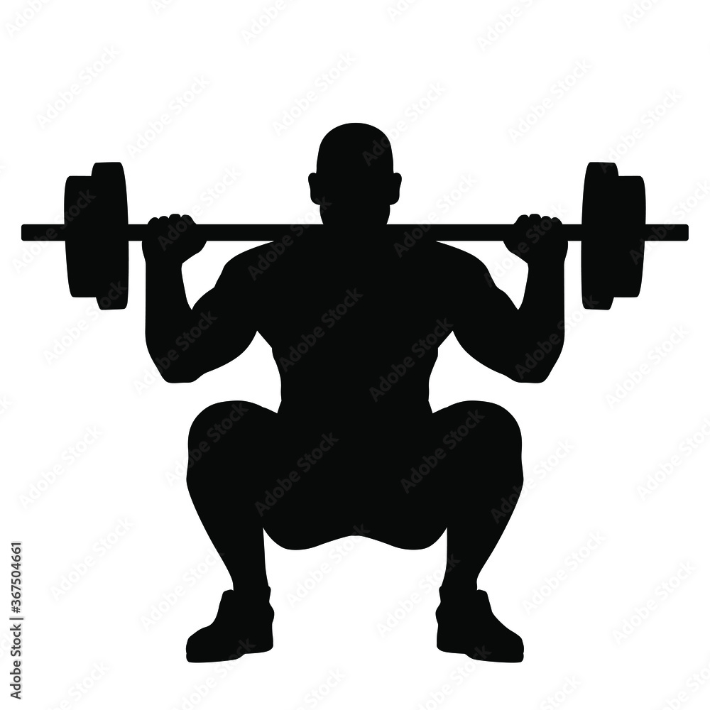weight lifting man silhouette vector isolated on white background Stock ...