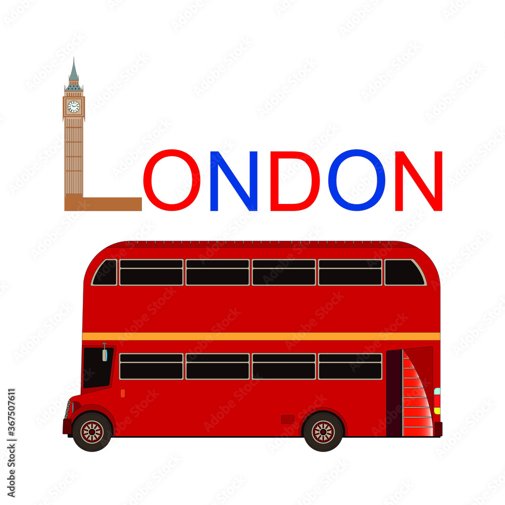 Big ben clock tower and red two storey bus - The symbols of London ...