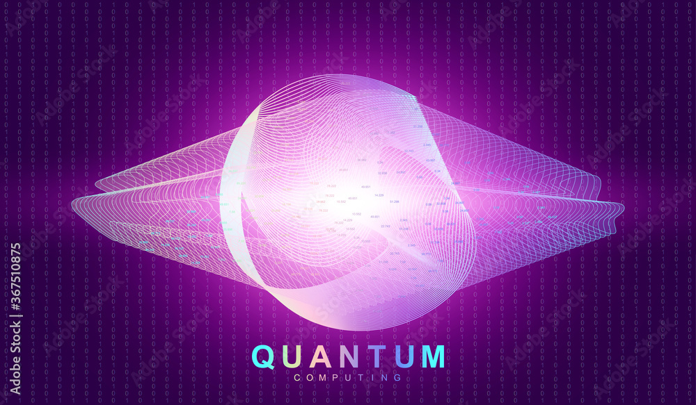 Quantum computer technology concept. Sphere explosion background. Deep ...