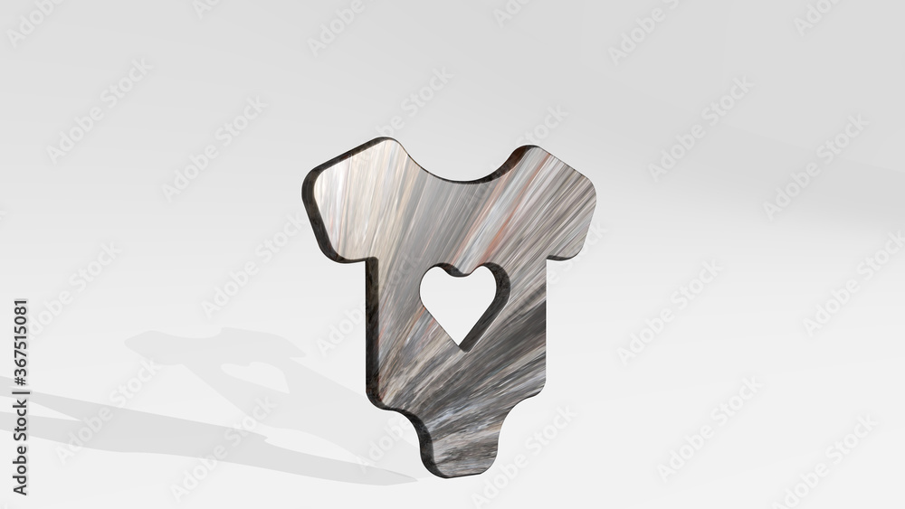 baby care body made by 3D illustration of a shiny metallic sculpture ...
