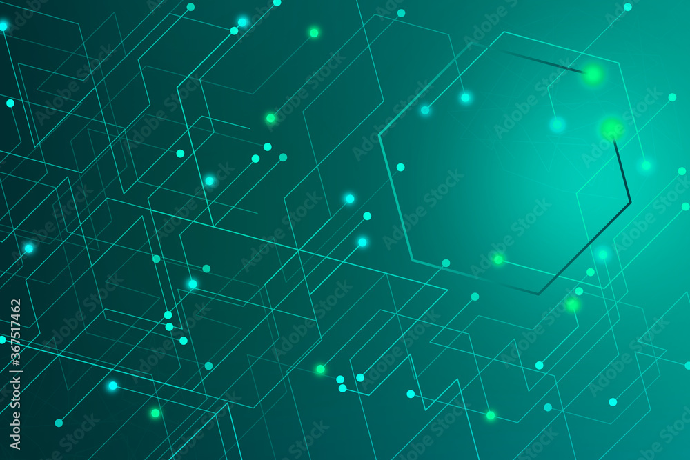 Abstract futuristic circuit board computer networking technology. Blue ...