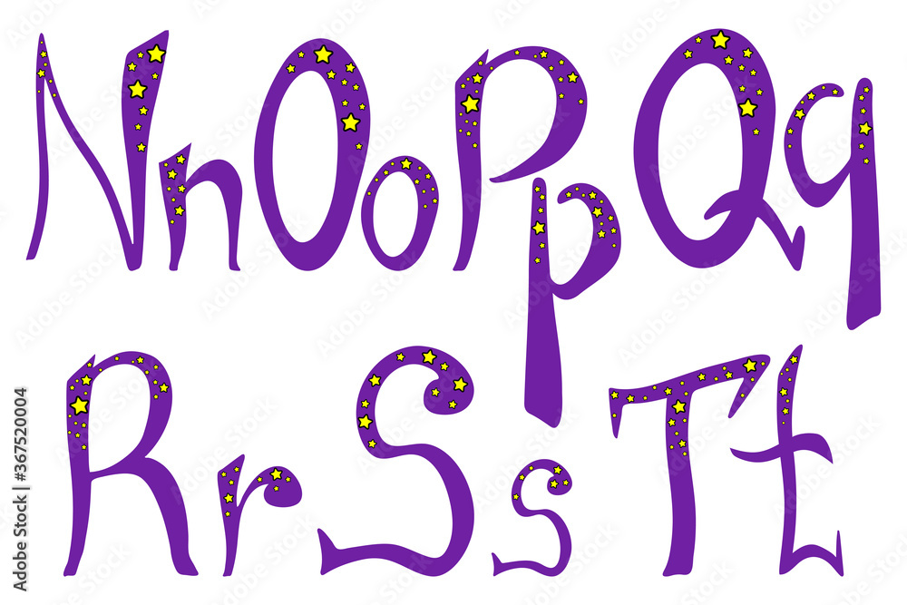 Magician alphabet for halloween. Latin uppercase and lowercase hand ...