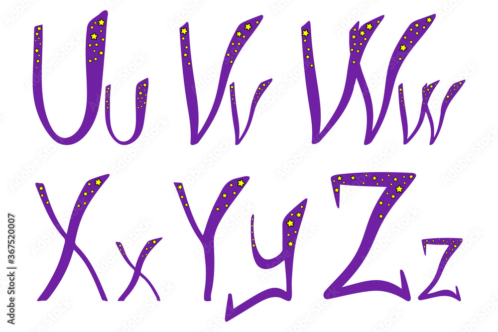 Magician alphabet for halloween. Latin uppercase and lowercase hand ...