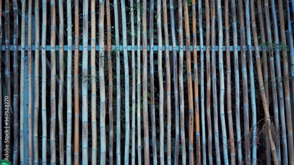 blue background Timber wooden fence natural background Stock Photo ...