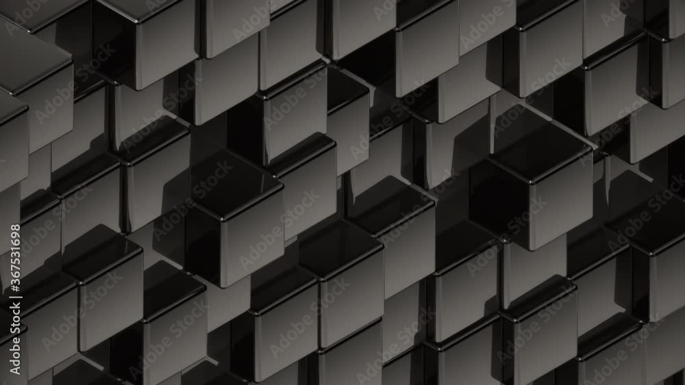 Abstract black metallic Cubes Background. Metal cube pattern wall. 3D ...