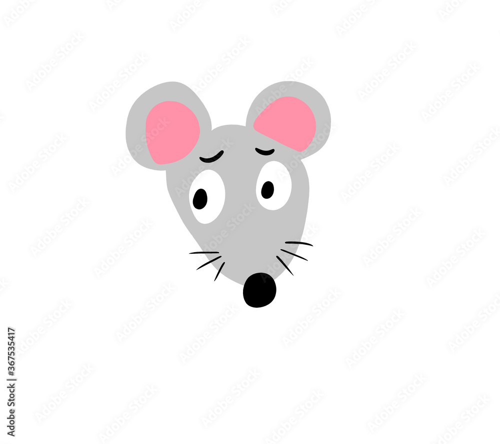 Cartoon Stylized Adorable Sad Mouse Emoticon Stock Illustration | Adobe ...