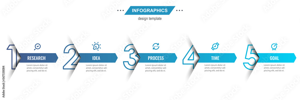 Vector Infographic design template with icons and 5 options or steps ...