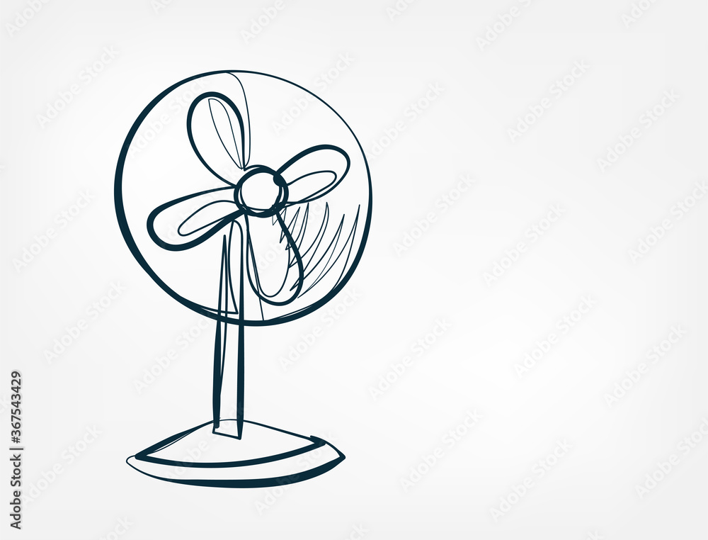 fan table vector one line art isolated illustration Stock Vector ...