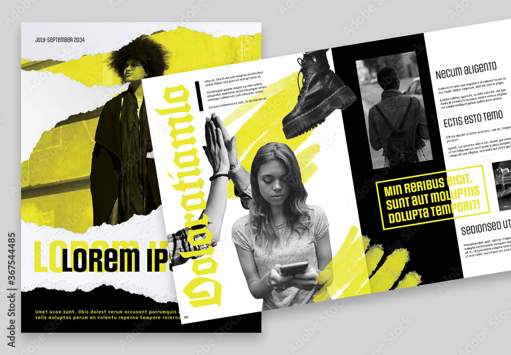 Gritty Fashion Lookbook Layout modèle Stock | Adobe Stock