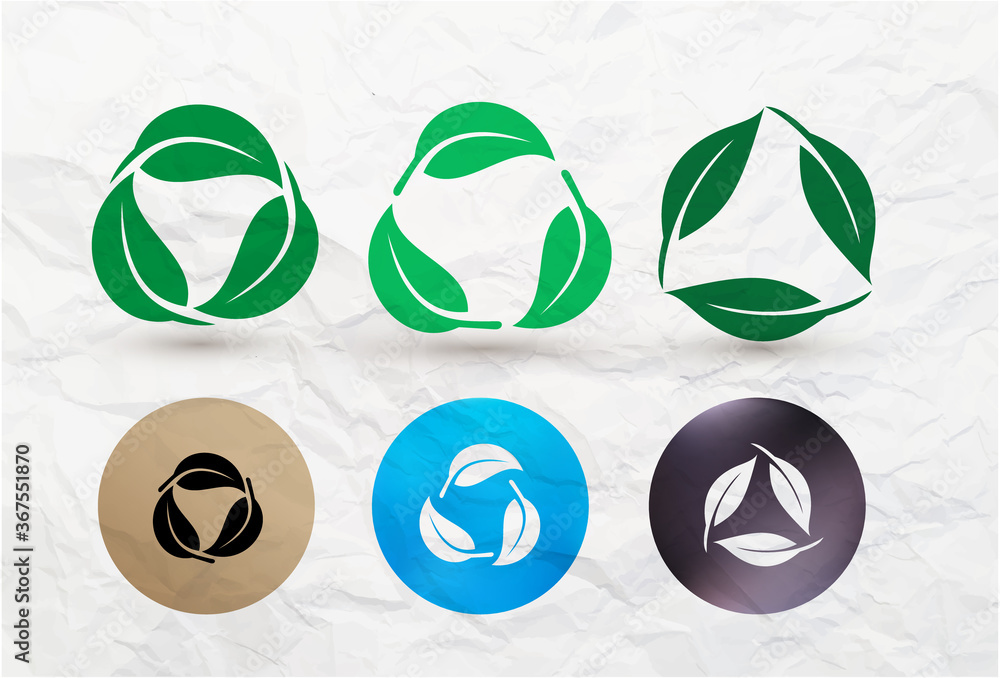 Set of biodegradable recyclable plastic free package icon. Bio ...