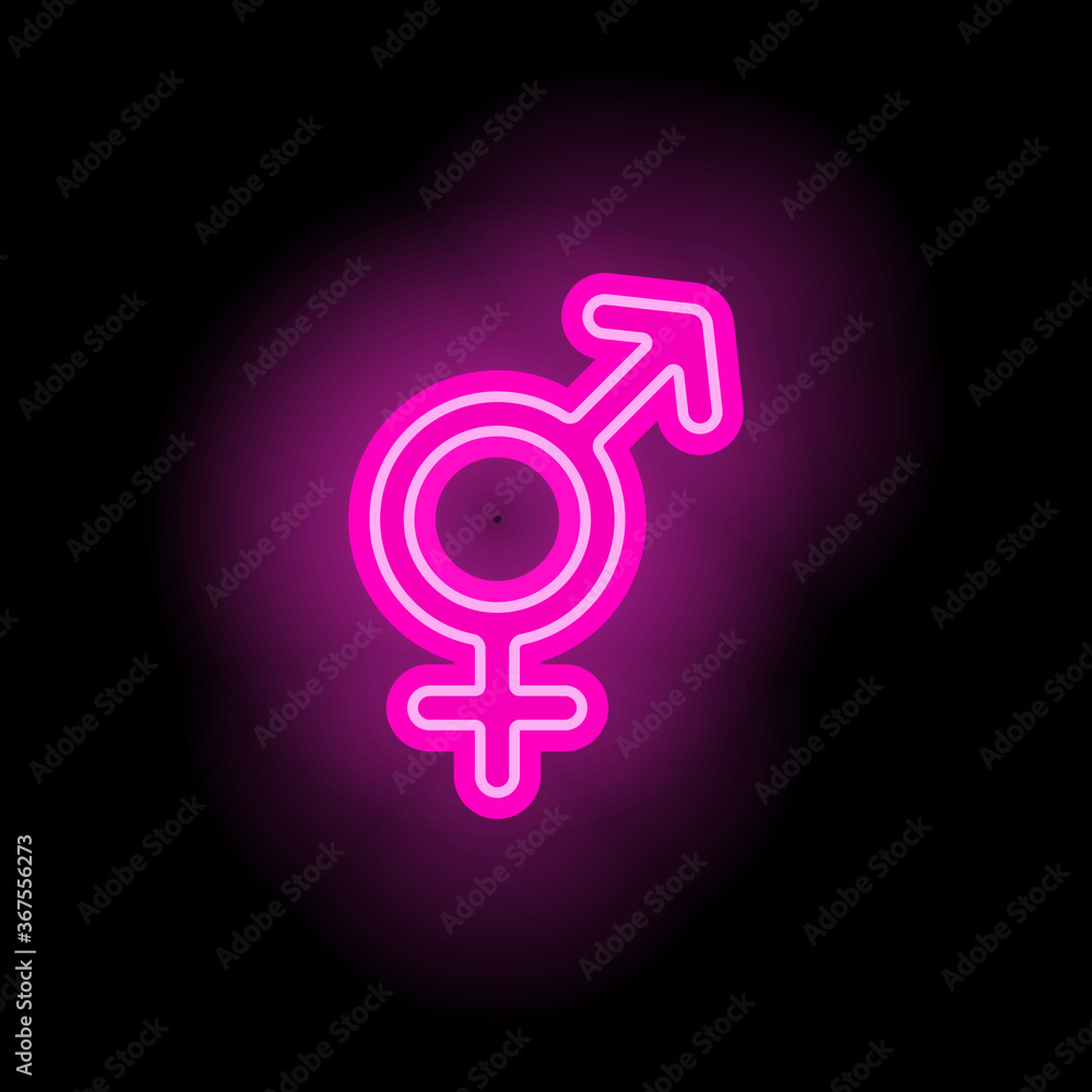 Symbol intersex, androgyny, hermaphrodite. Neon glowing icon. Vector ...