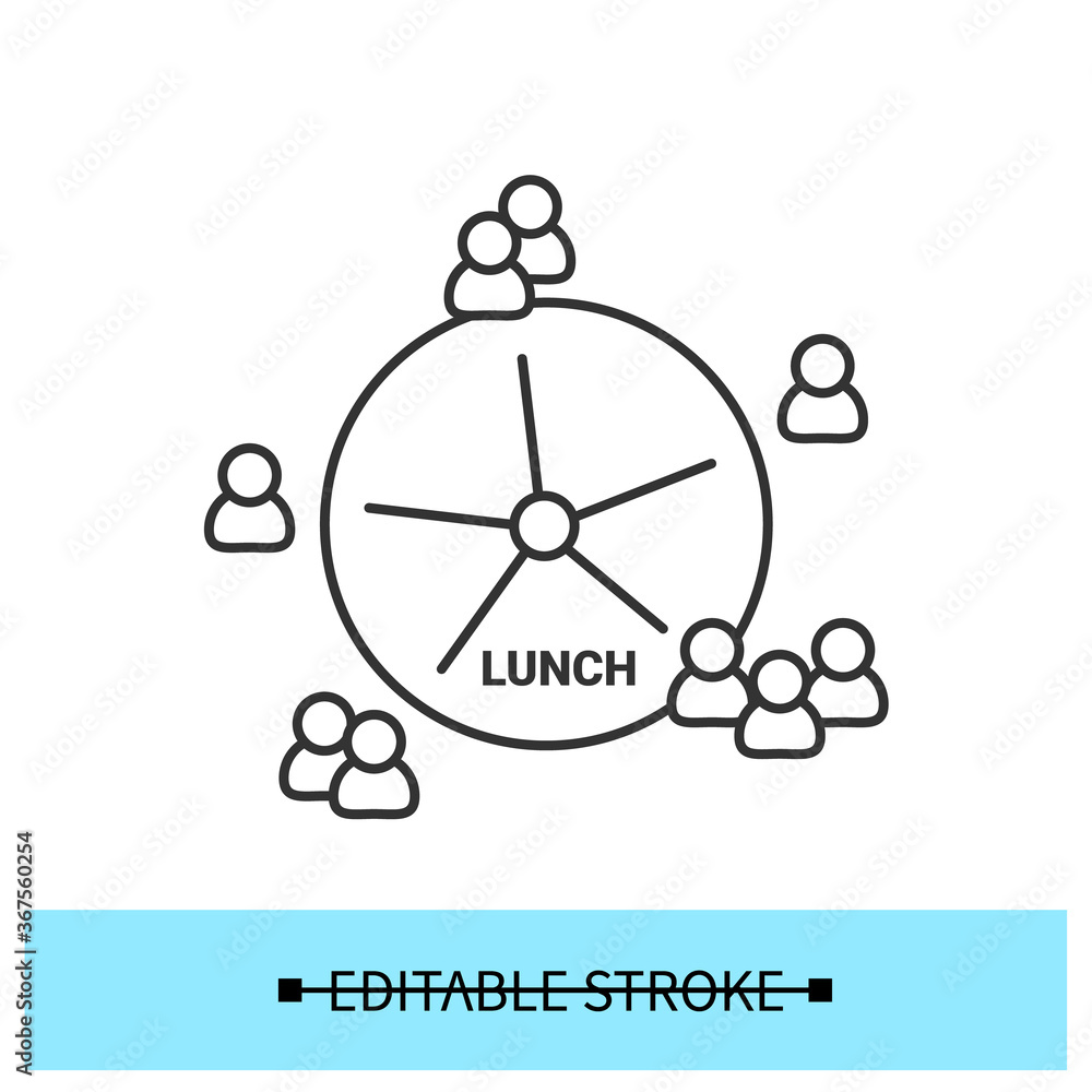 Lunch time icon. Quarantine office break diagram or pause time ...