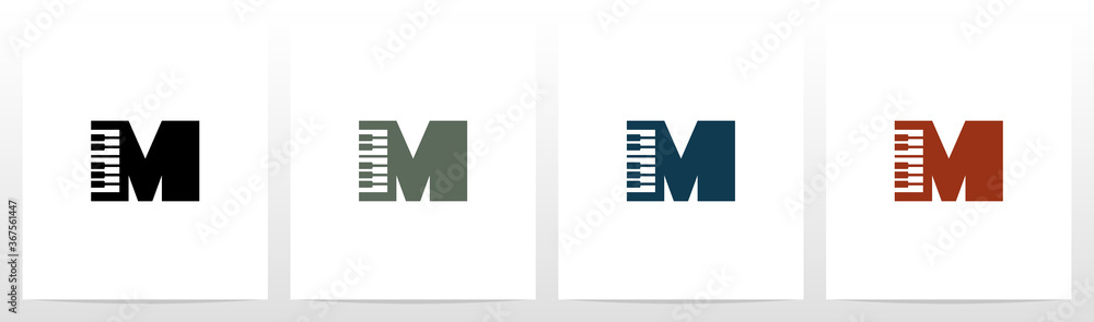 Piano Keys On Letter Logo Design M Stock Vector | Adobe Stock