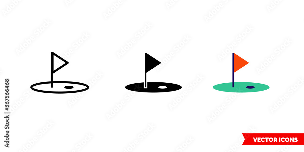 Golf hole icon of 3 types. Isolated vector sign symbol. Stock Vector ...