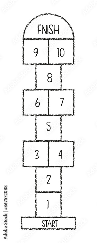 Hopscotch Game Symbol of Childhood. Childrens game drawn with chalks ...