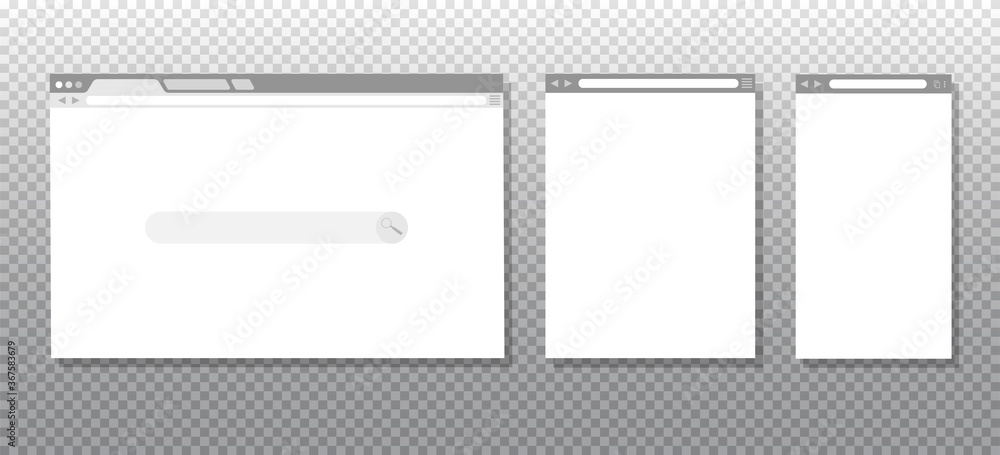 Simple internet browsers window isolated on transparent background. Web ...