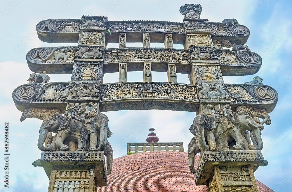 The complex reliefs of Torana Gate, Mihintale, Sri Lanka Stock Photo ...
