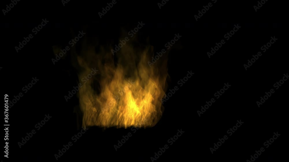 Realistic fire animation on black background . 4K animation for film ...