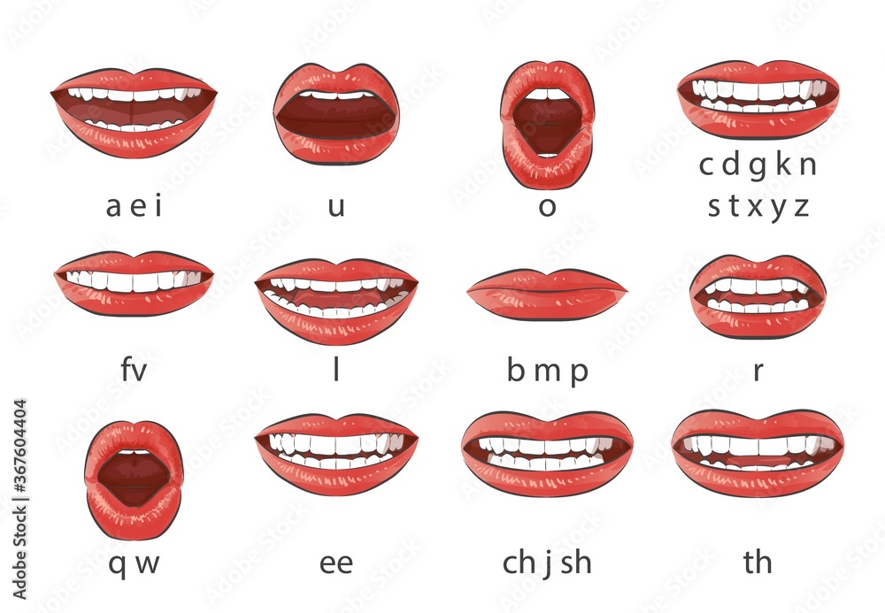 Mouth sync. Talking lips for cartoon character phonemes animation and ...