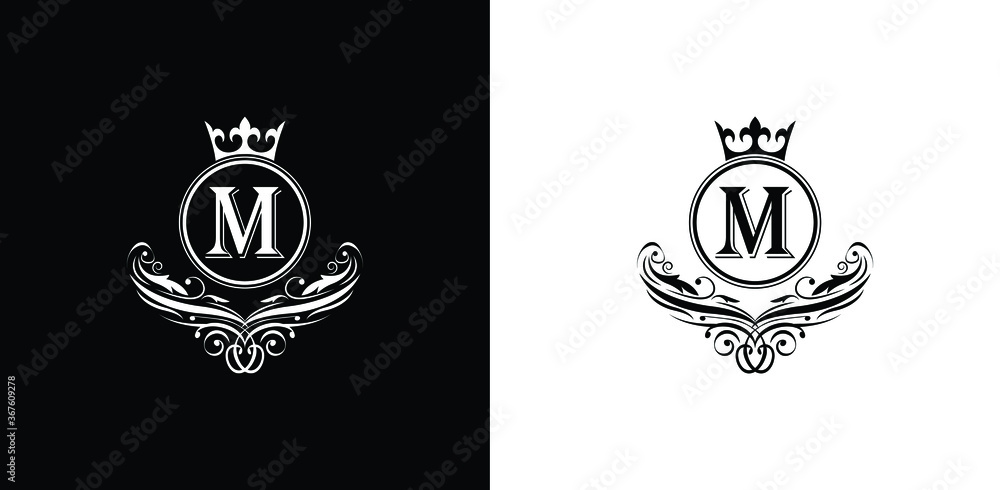 letter M logo Luxury letter with crown. Monogram alphabet . Beautiful ...