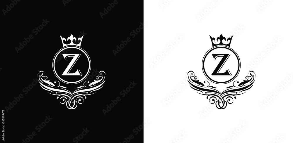 letter Z logo Luxury letter with crown. Monogram alphabet . Beautiful ...