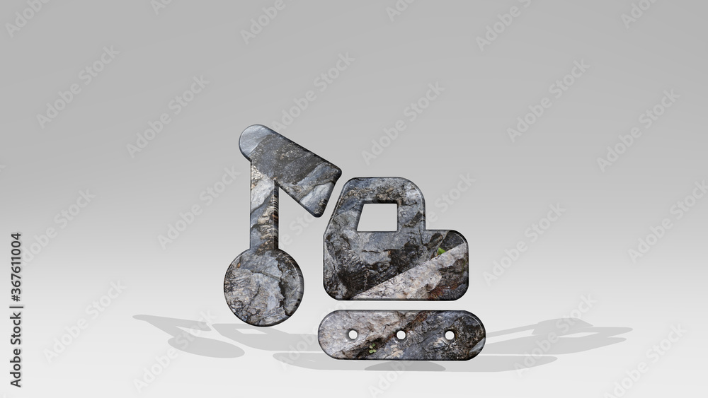 heavy equipment lift casting shadow from a perspective. A thick ...