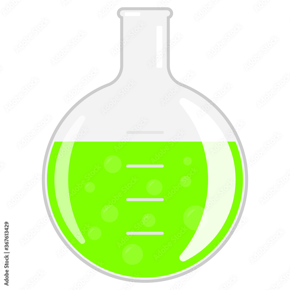 Vector illustration of a round flask filled with bubbling liquid Stock ...