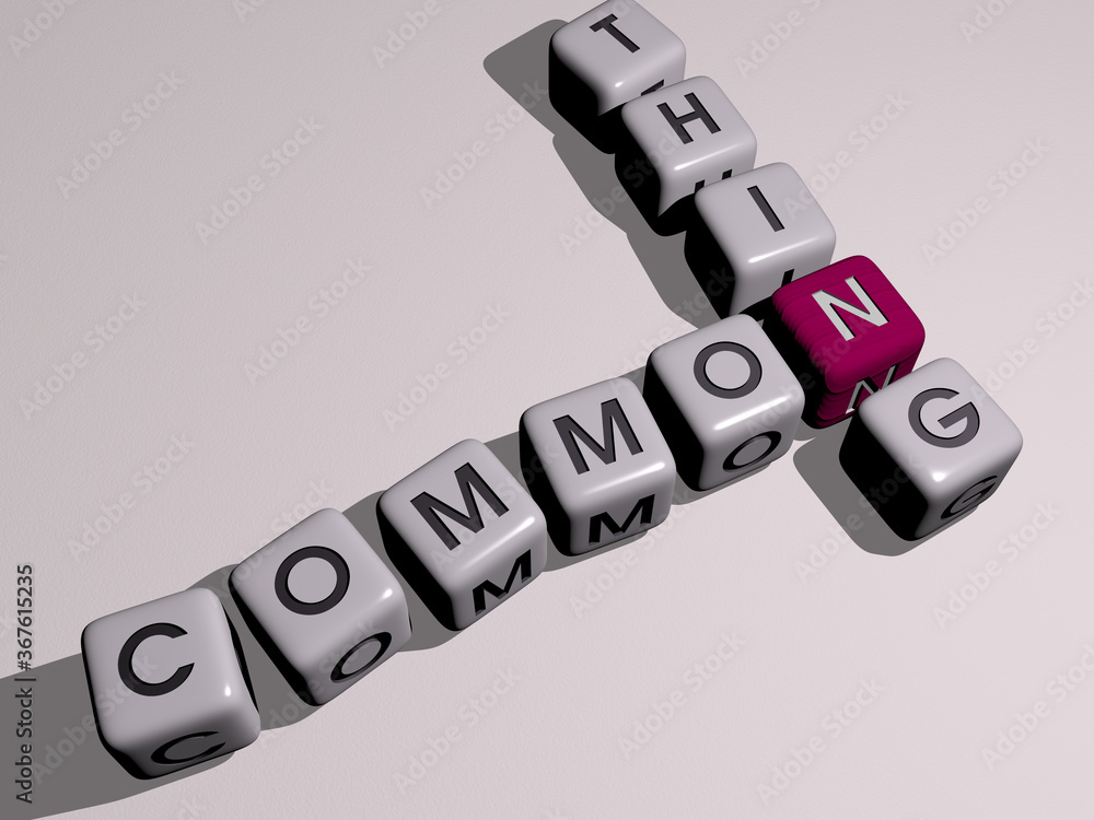 combination of common thing built by cubic letters from the top ...