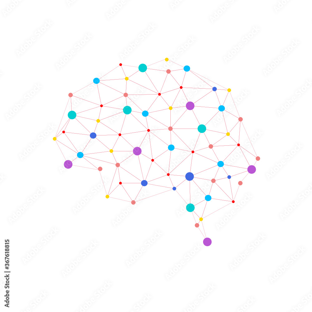 Modern brain link connected point logo vector. Digital human brain ...