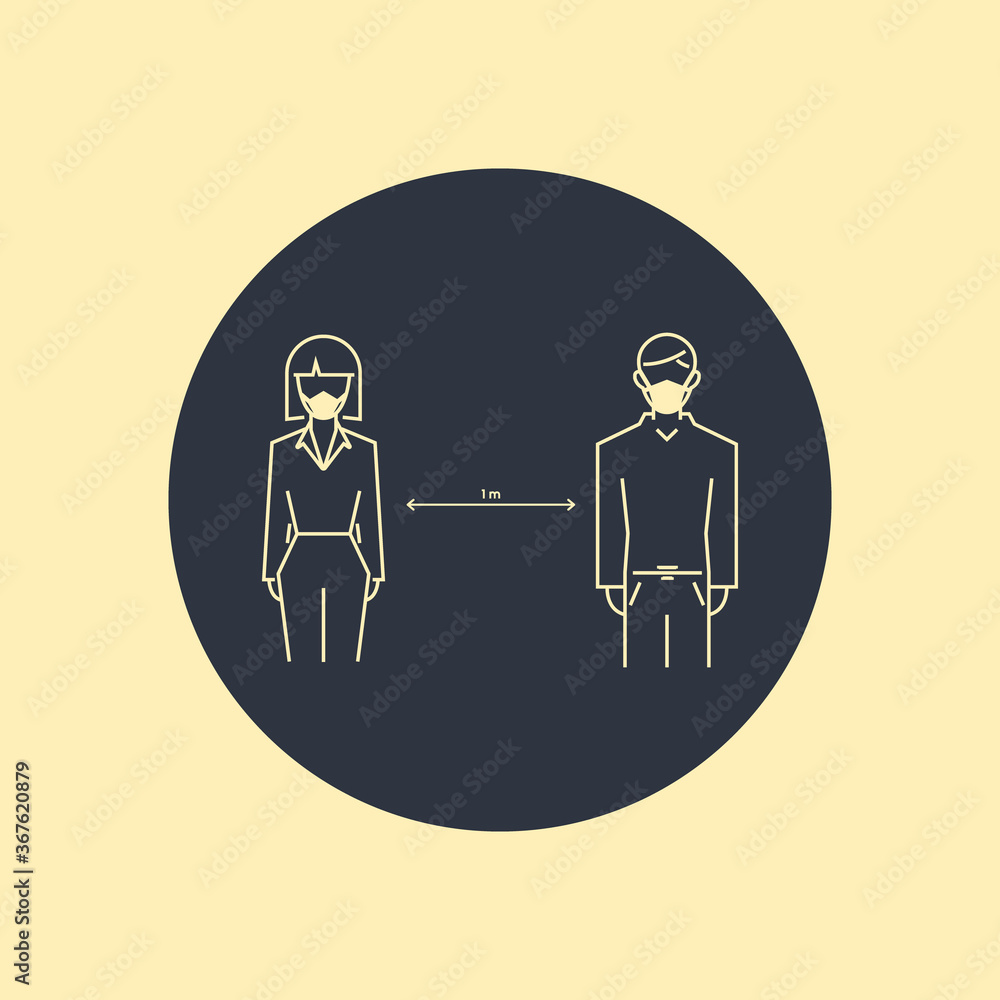 Keep distance sign. Coronovirus epidemic protective equipment ...