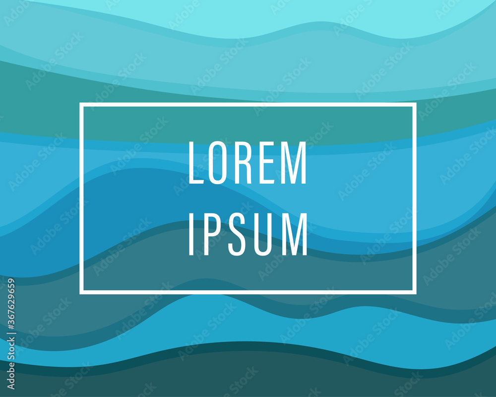Abstract blue background with vector image of sea waves, ocean, river ...