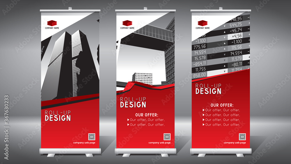 Roll-up template, design (85x200 cm) - modern office buildings ...
