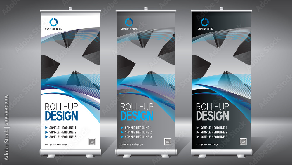 Roll-up template, design (85x200 cm) - modern office buildings ...