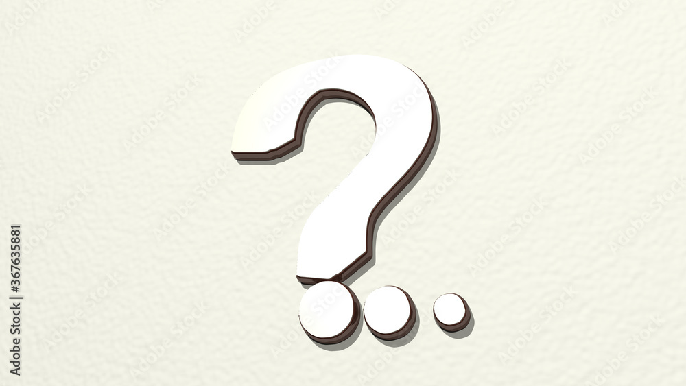 question mark made by 3D illustration of a shiny metallic sculpture on ...