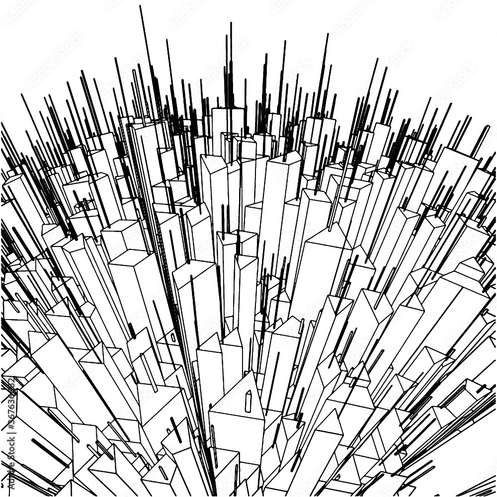 Abstract Urban City Boxes Building From Cube Vector. Illustration ...