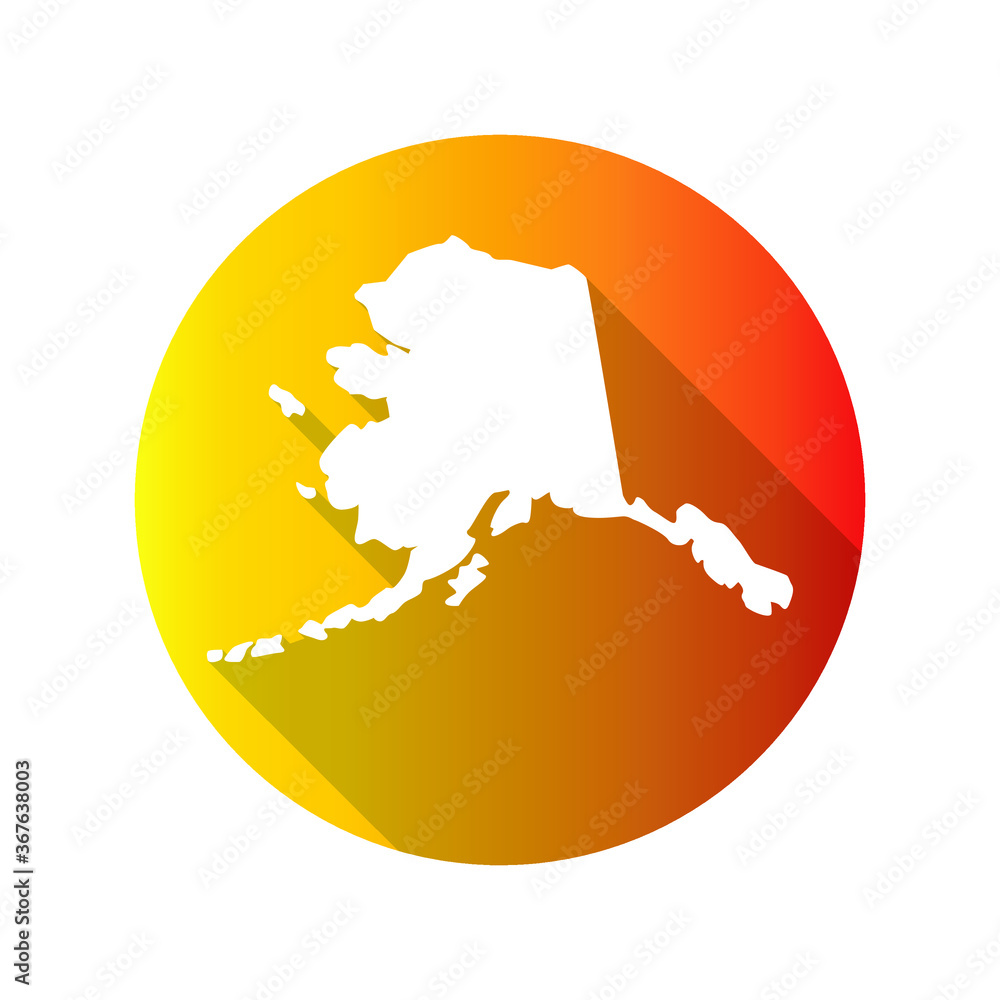 Alaska, USA Symbol Map Icon Round. Flat Vector Art Design with Shadow ...
