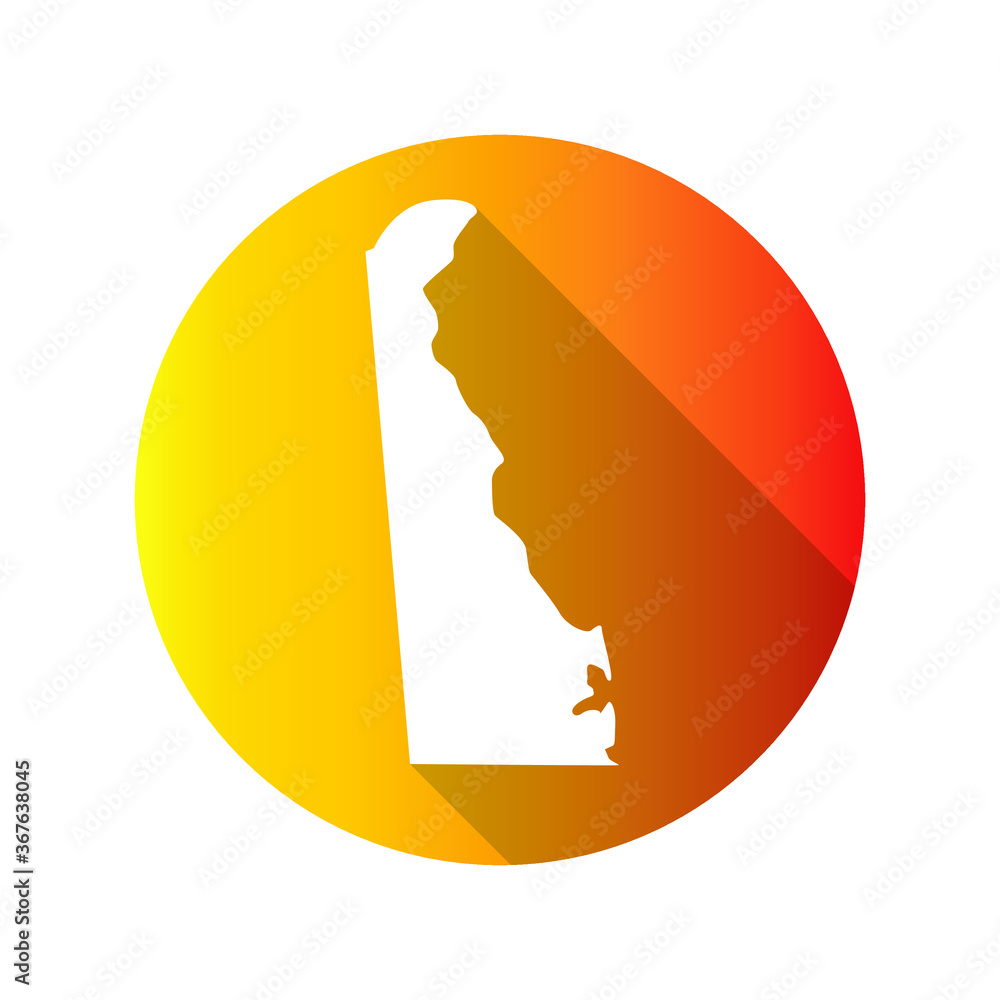 Delaware, USA Symbol Map Icon Round. Flat Vector Art Design with Shadow ...