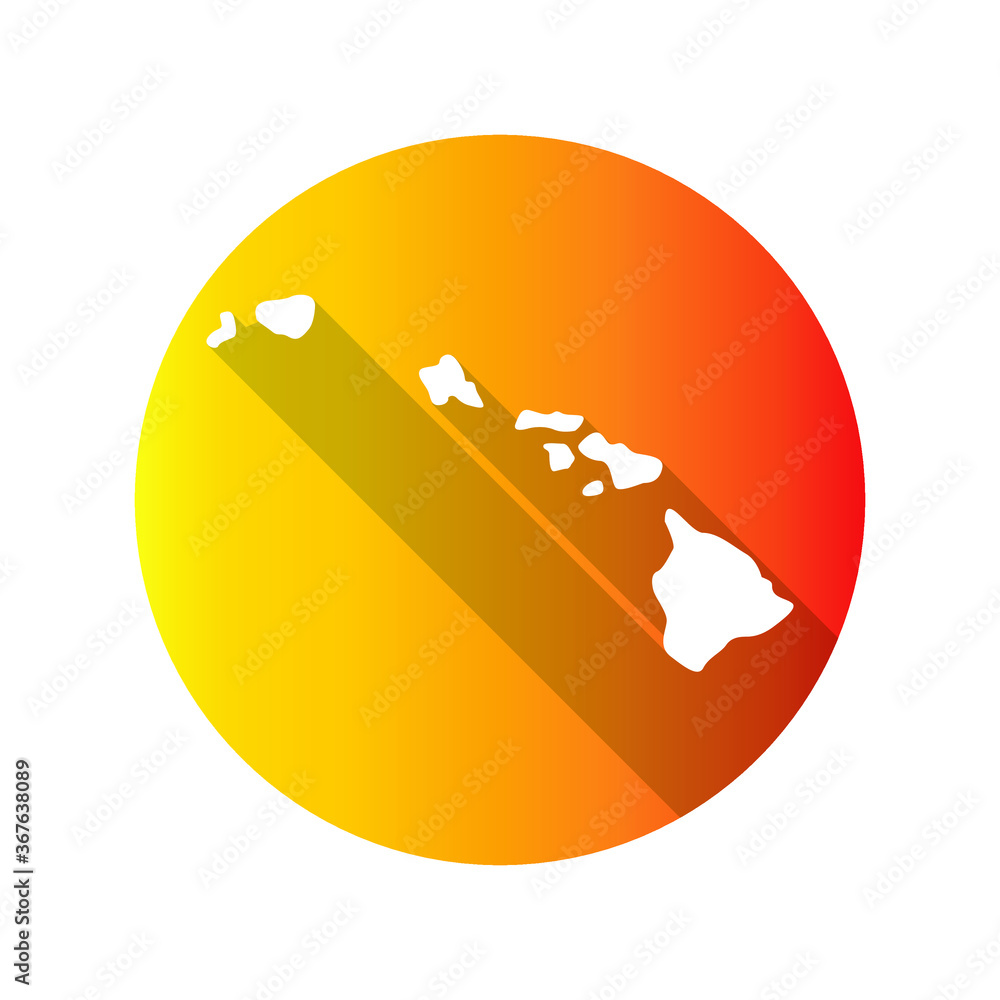 Hawaii, USA Symbol Map Icon Round. Flat Vector Art Design with Shadow ...